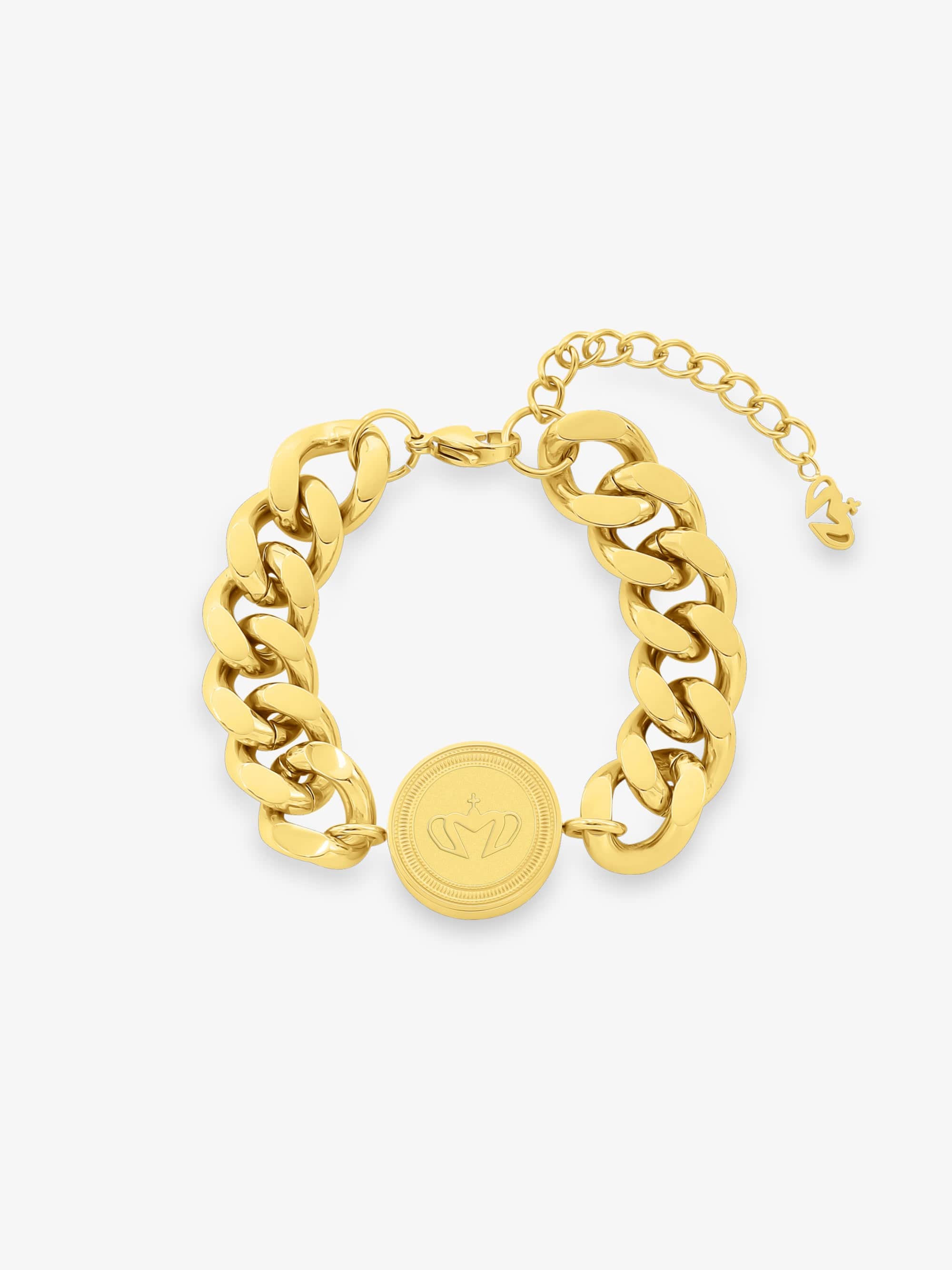Curb Crown Medal Bracelet